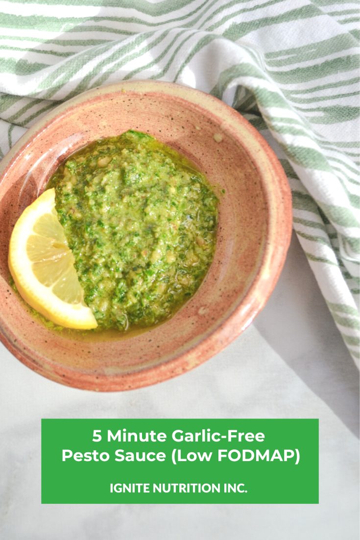 5 Minute Garlic-Free Pesto Sauce (Low FODMAP) - Ignite Nutrition