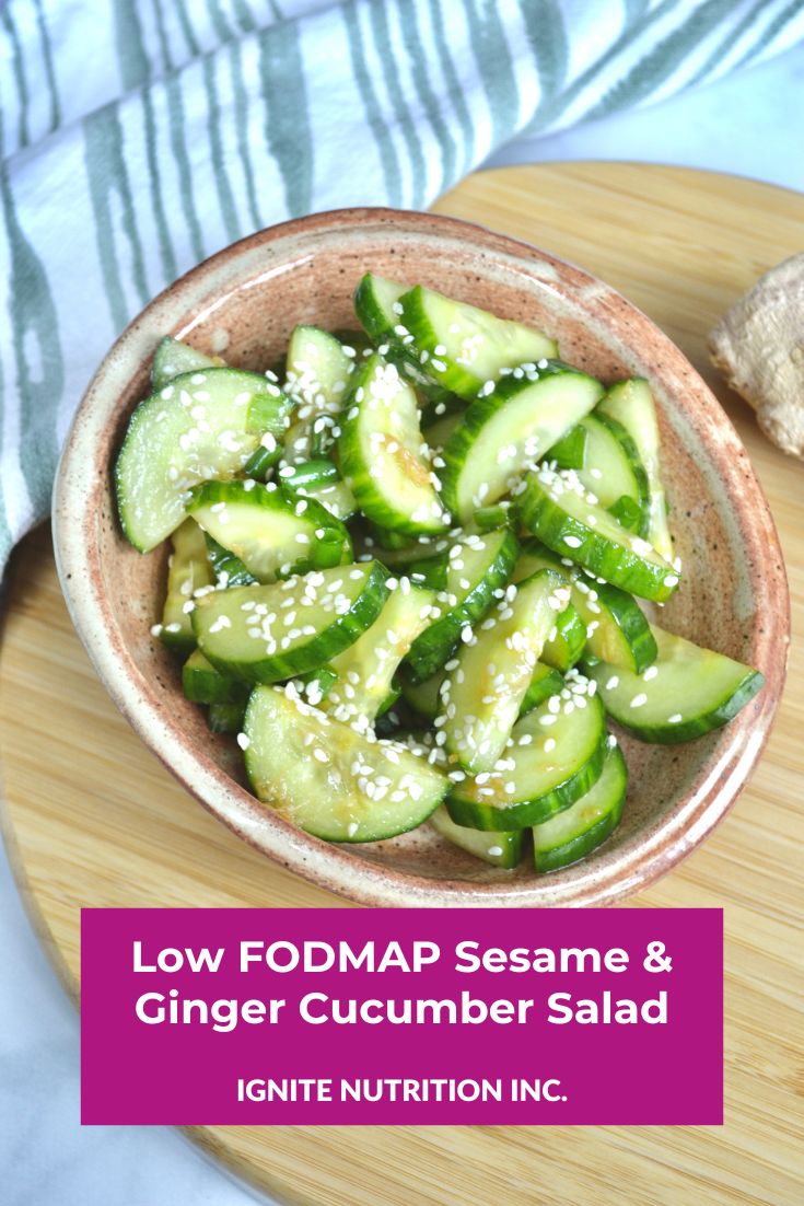 Low FODMAP Sesame & Ginger Cucumber Salad - Ignite Nutrition